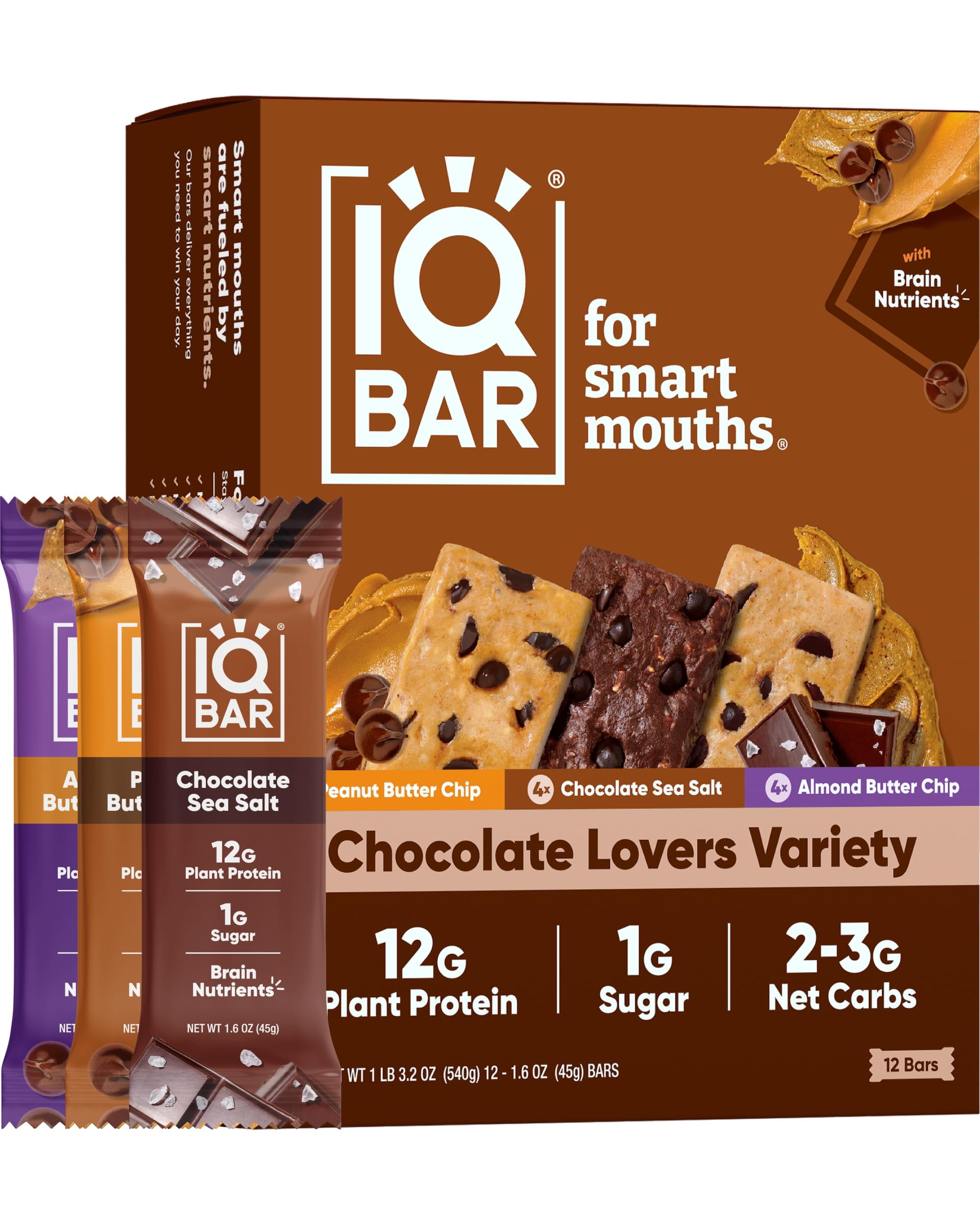 IQBAR Brain and Body MZF22 Plant Protein Bars - Chocolate Lovers ...