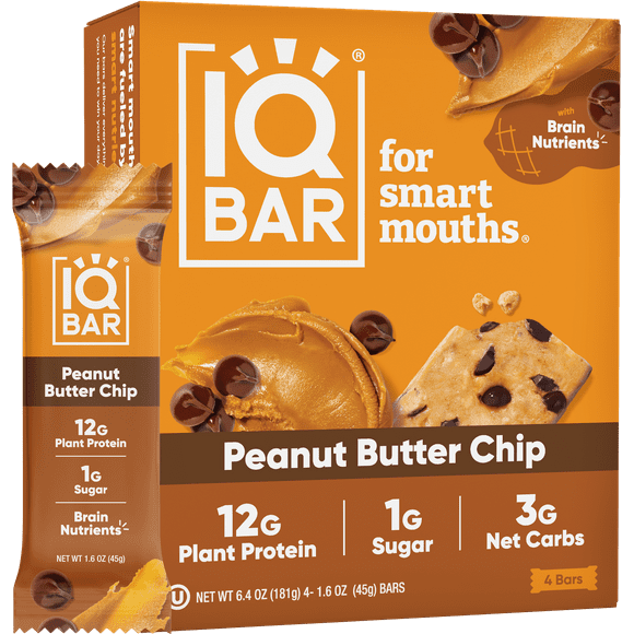 IQBAR Brain and Body Keto Protein Bars - Peanut Butter Chocolate Chip ...