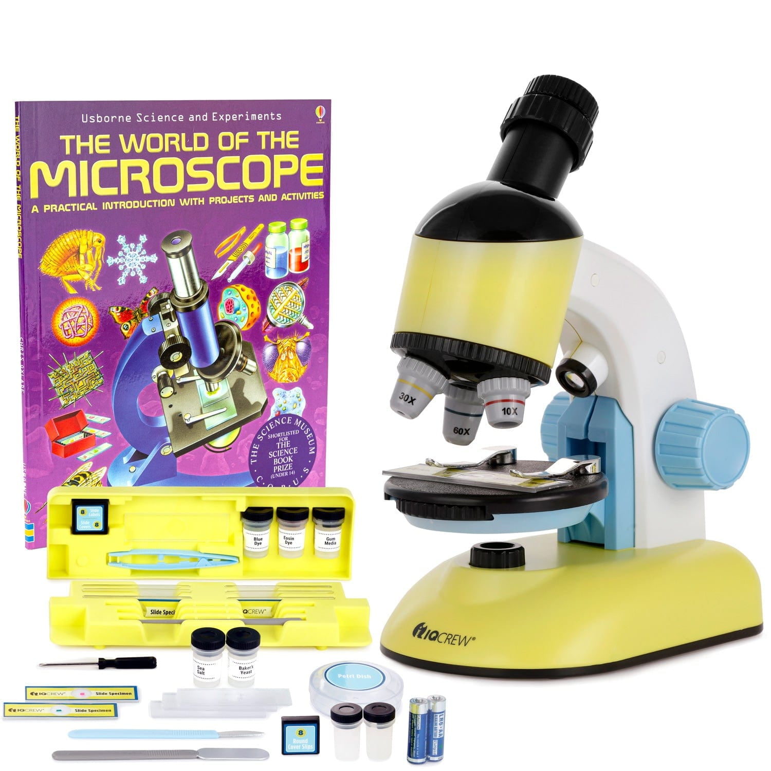 IQCREW AmScope 52 Pc All-in-1 Kids Microscope Kit-2 LED Lights ...