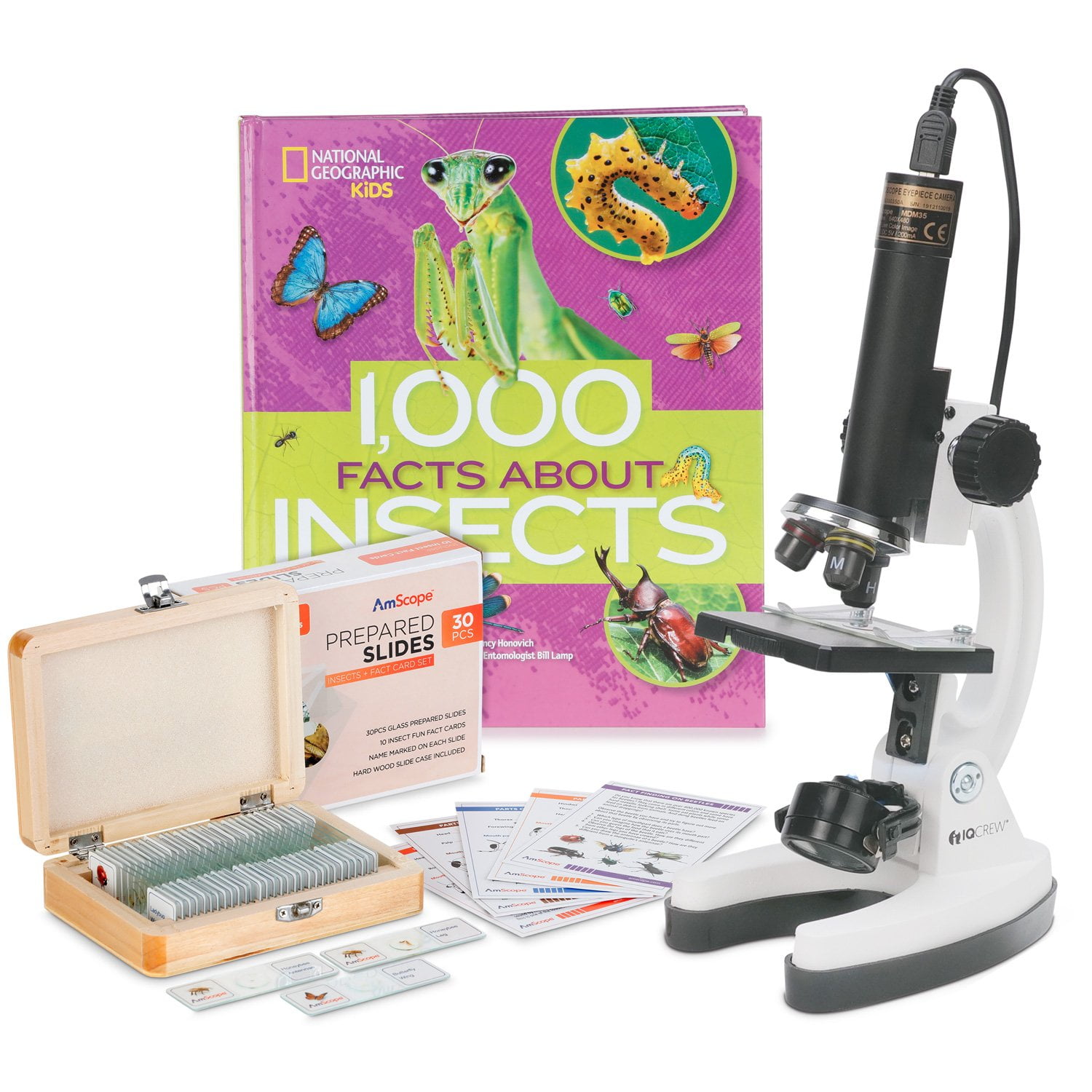 IQCrew by Amscope 85+ Piece Kid's Microscope with Eyepiece Camera ...
