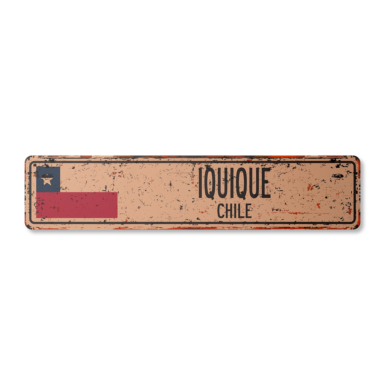 IQUIQUE CHILE Vintage Plastic Street Sign Chilean flag city country ...