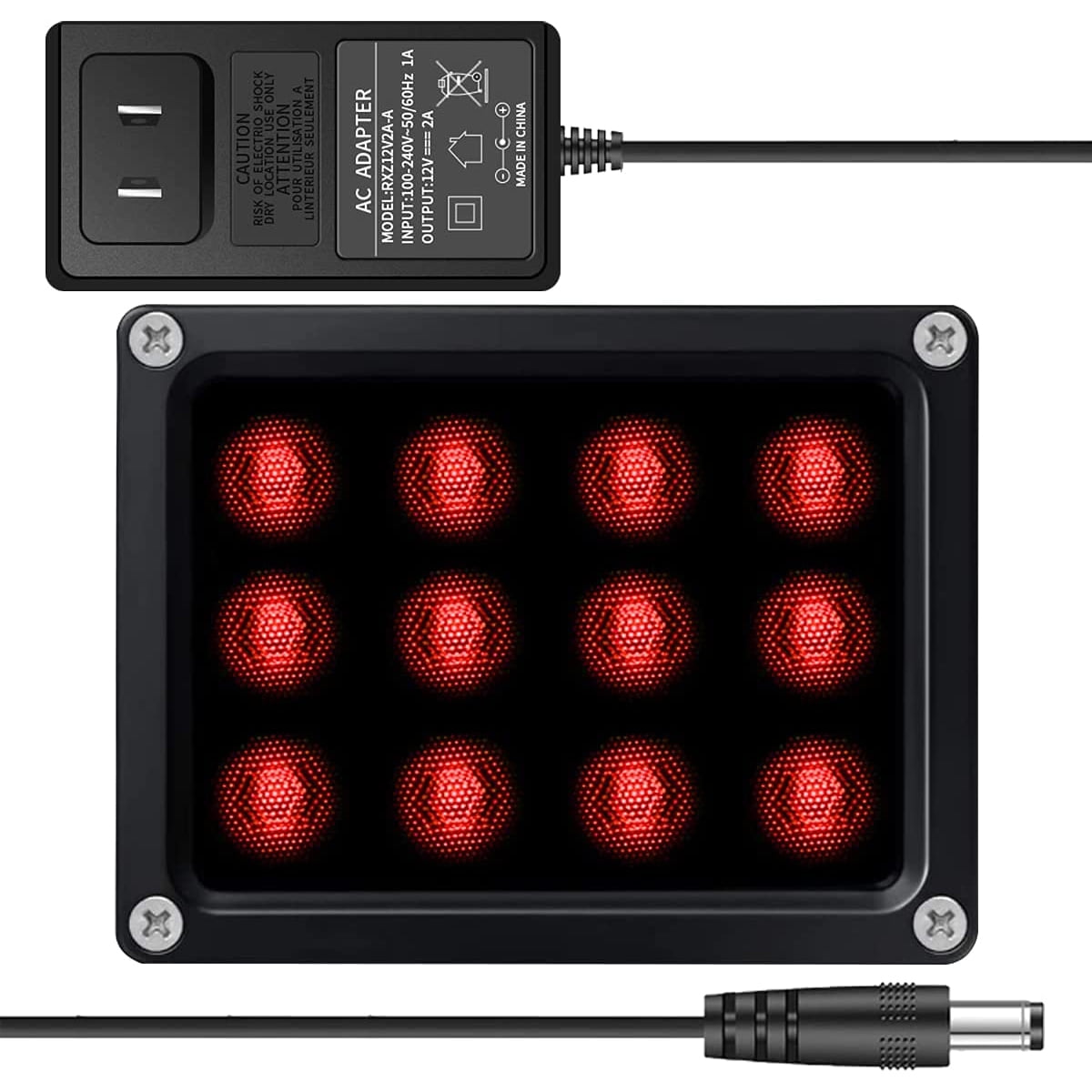 IR Illuminator, 12-Led High Power Wide Angle Long Range IR Infrared ...