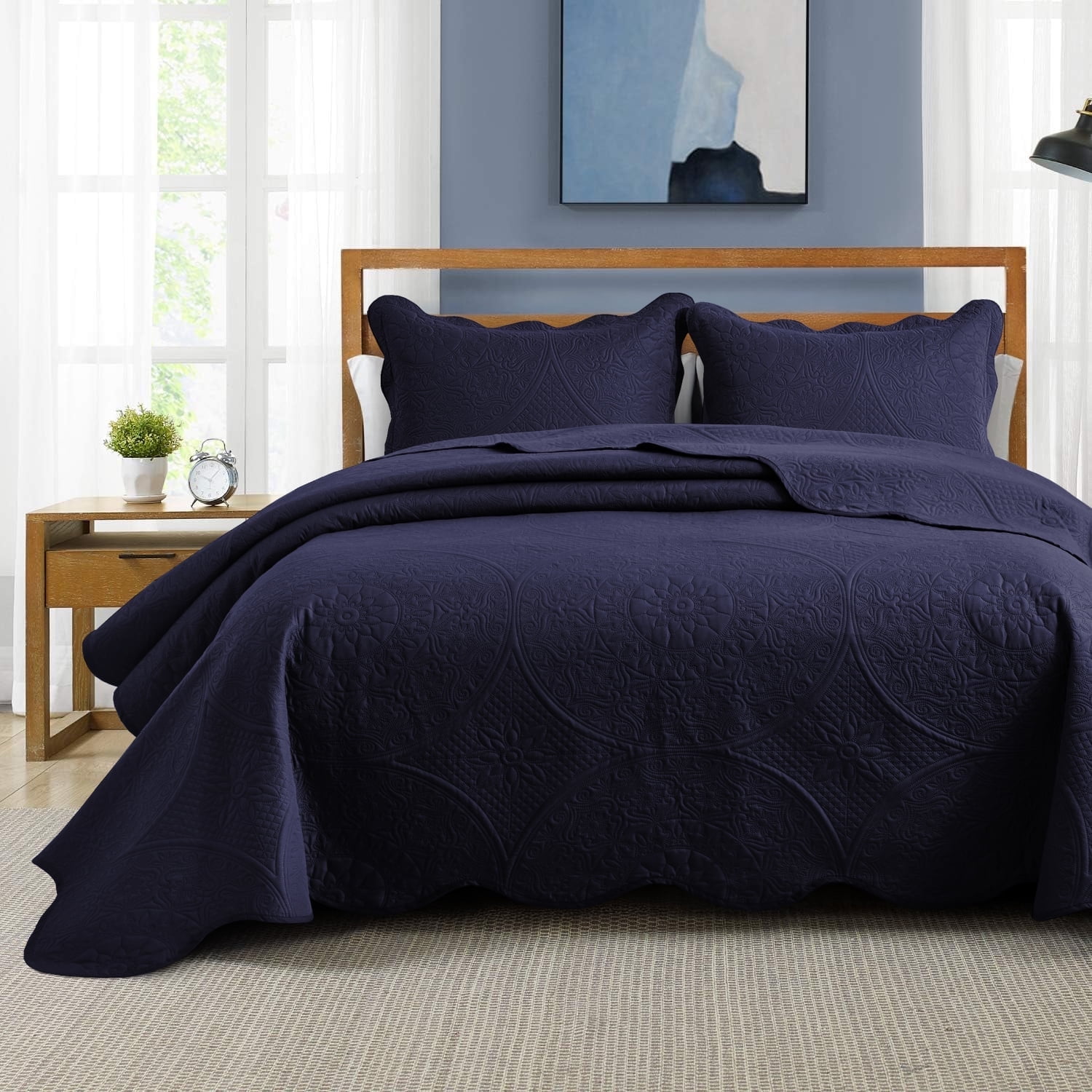 IR Imperial Rooms 2 Piece-Embossed Bedspread Soft Microfiber Luxury ...