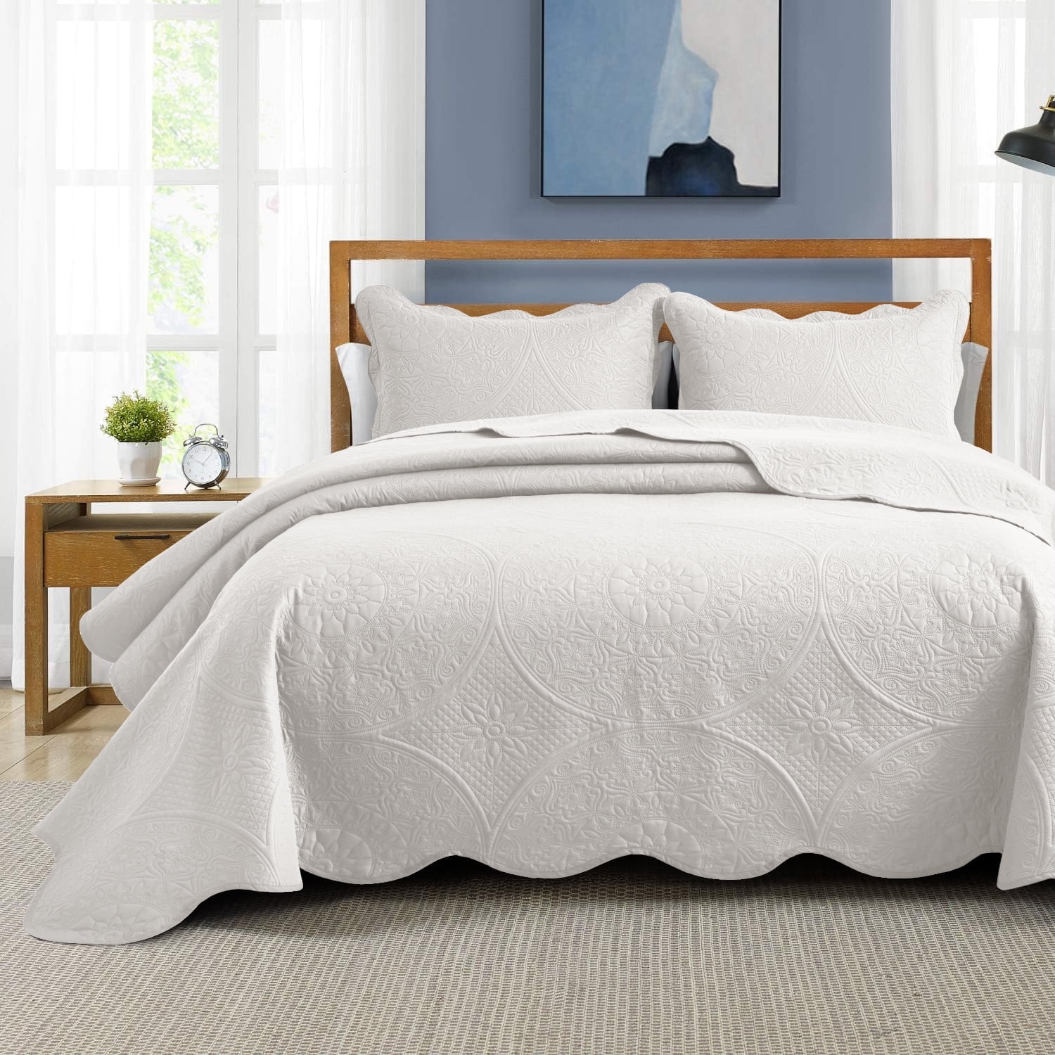 IR Imperial Rooms 2Pc-Quilt Set Embossed Bedspread Microfiber Soft ...