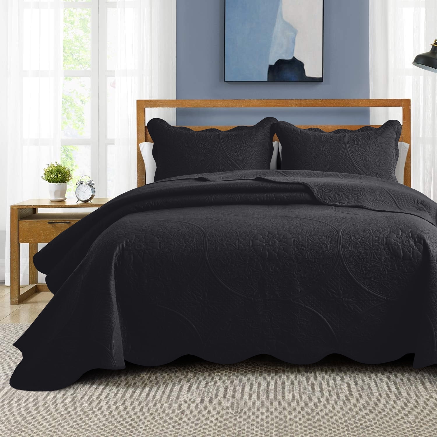 IR Imperial Rooms 2Pc-Embossed Bedspread Microfiber Soft Floral Vintage ...