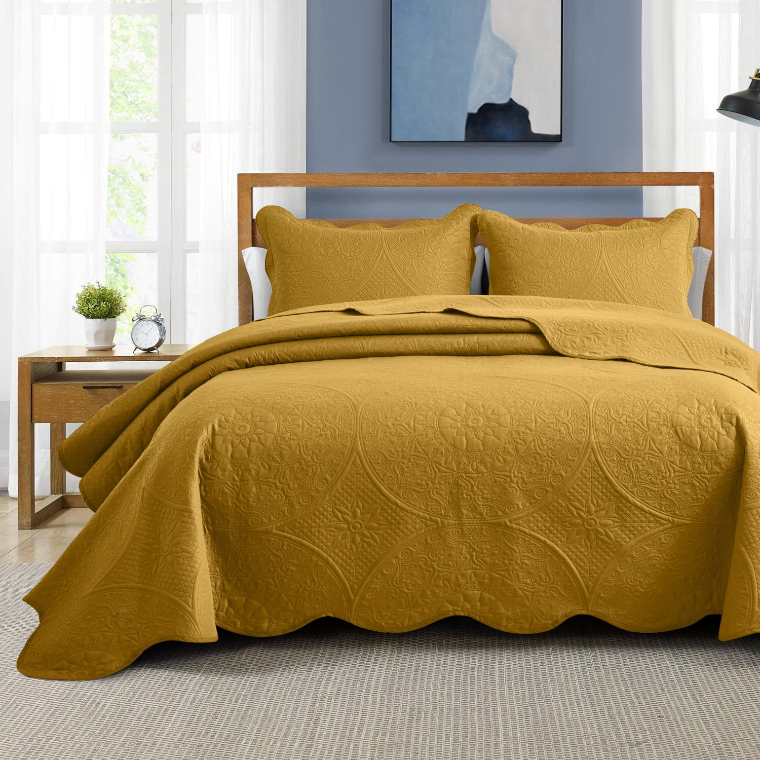 IR Imperial Rooms 2Pc-Embossed Bedspread Microfiber Soft Floral Vintage ...