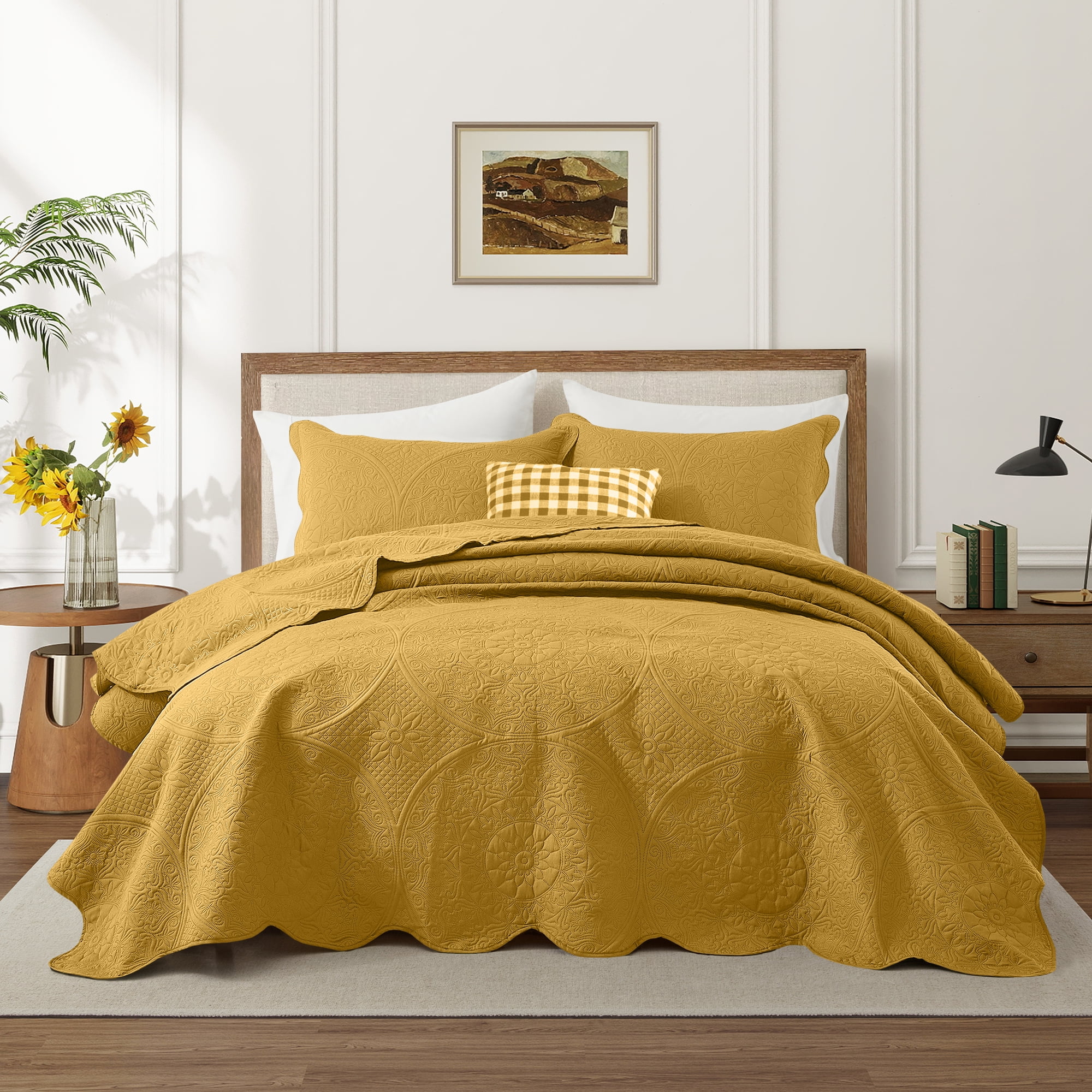 IR Imperial Rooms 2Pc-Embossed Bedspread Soft Microfiber Floral Modern ...