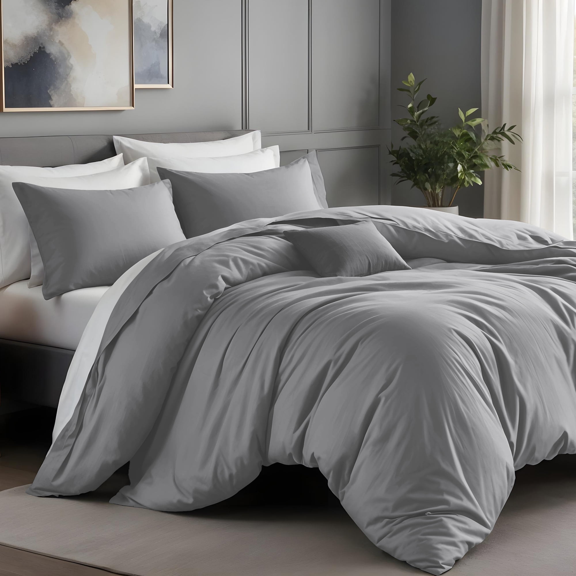 IR Imperial Rooms 3 PC Duvet Cover Set Full Size Plain Button Closer ...