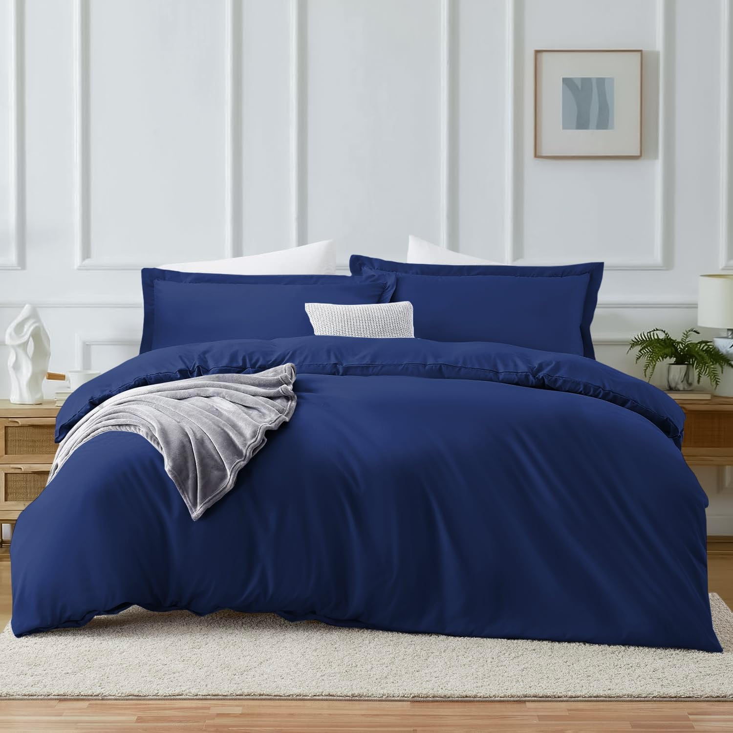 IR Imperial Rooms 3 PC Duvet Cover Set Plain Microfiber Button Closer ...