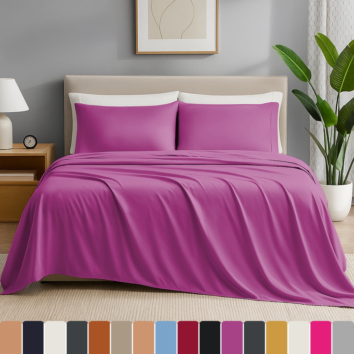 IR Imperial Rooms Solid Bed Sheet Set 1800 Series 16" Deep Pocket Soft ...