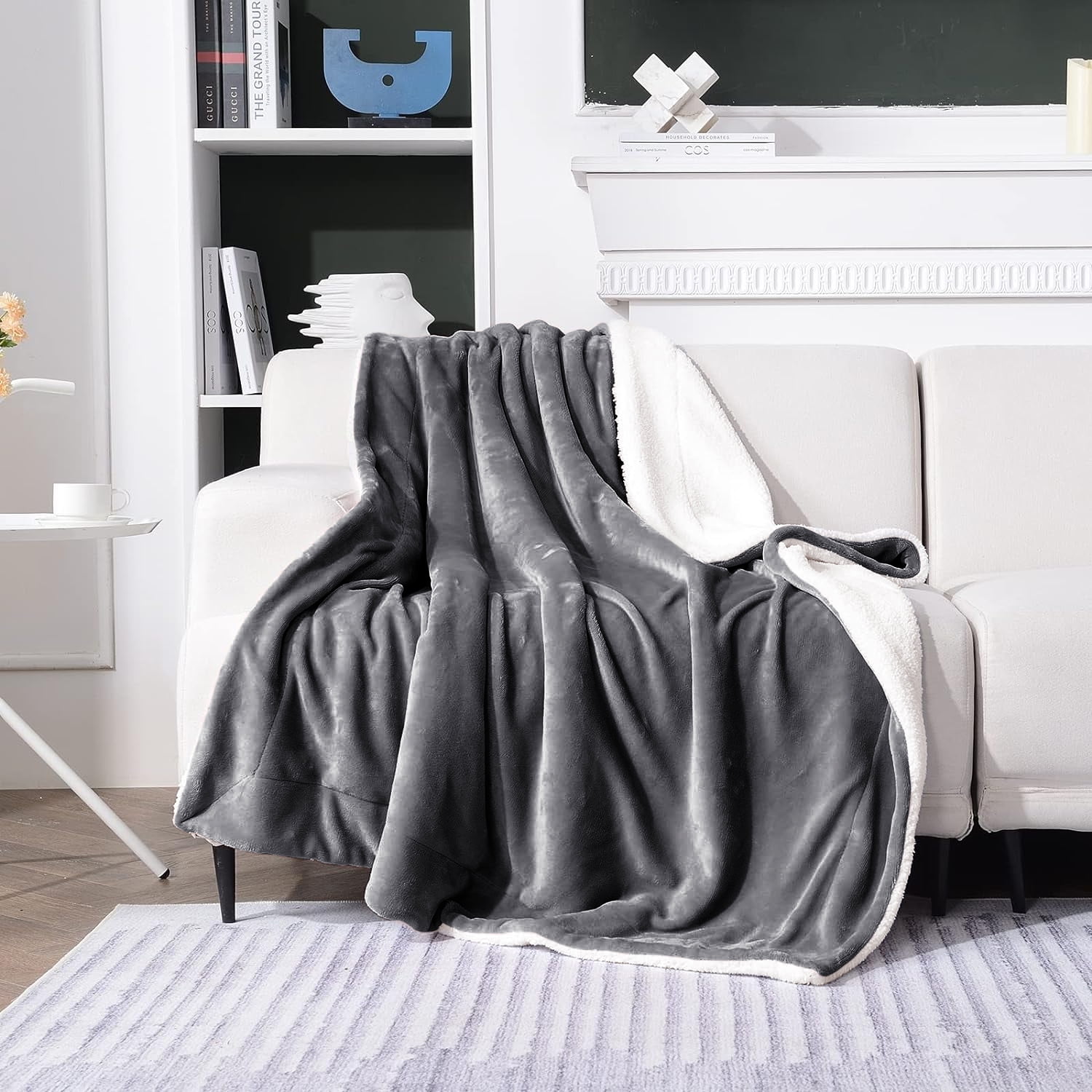 IR Imperial Rooms Soft Microfleece Cozy Sherpa Throw, Plush Couch ...