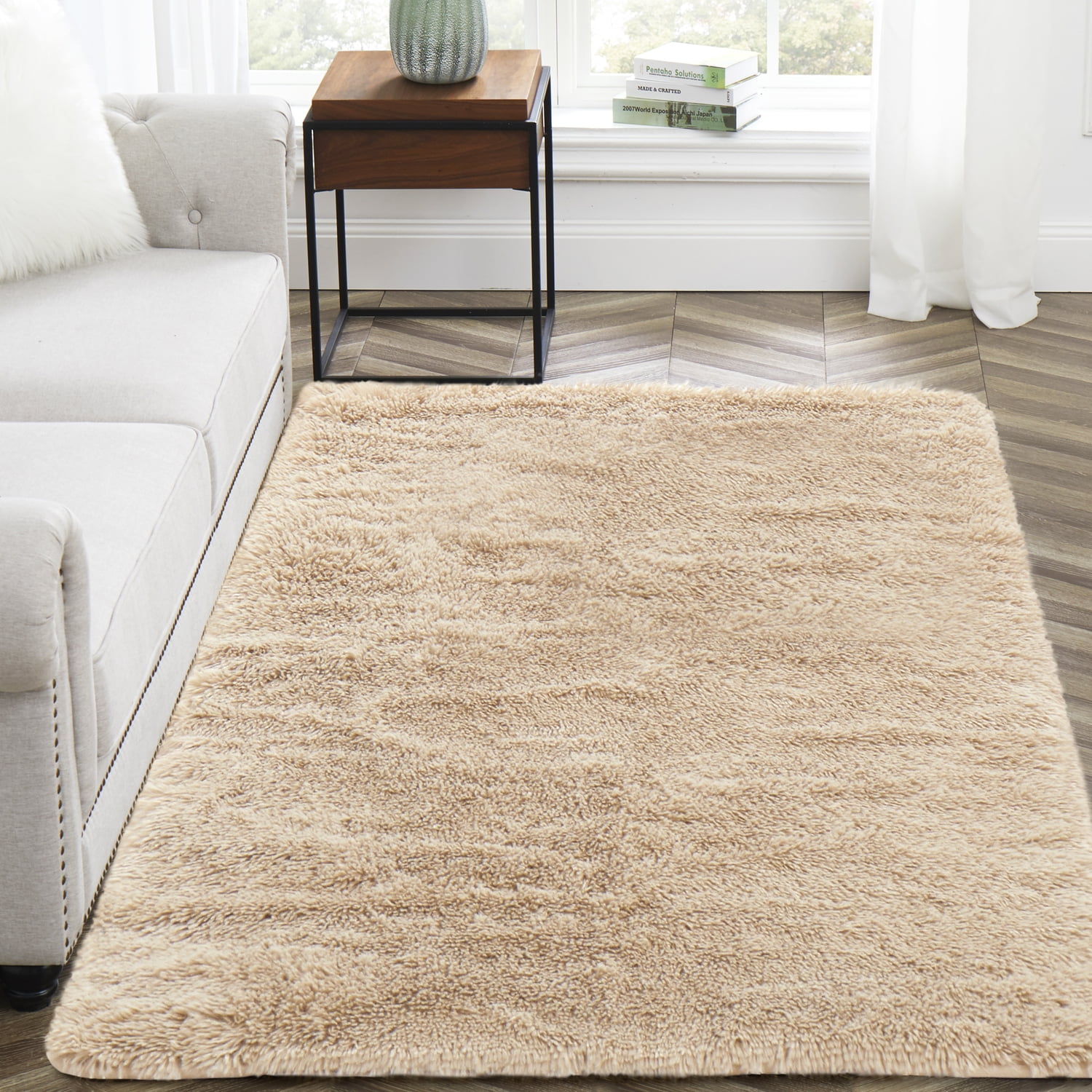 IR Imperial Rooms Solid Collection Shaggy 5x7Ft Rectangle Rug for Bed ...