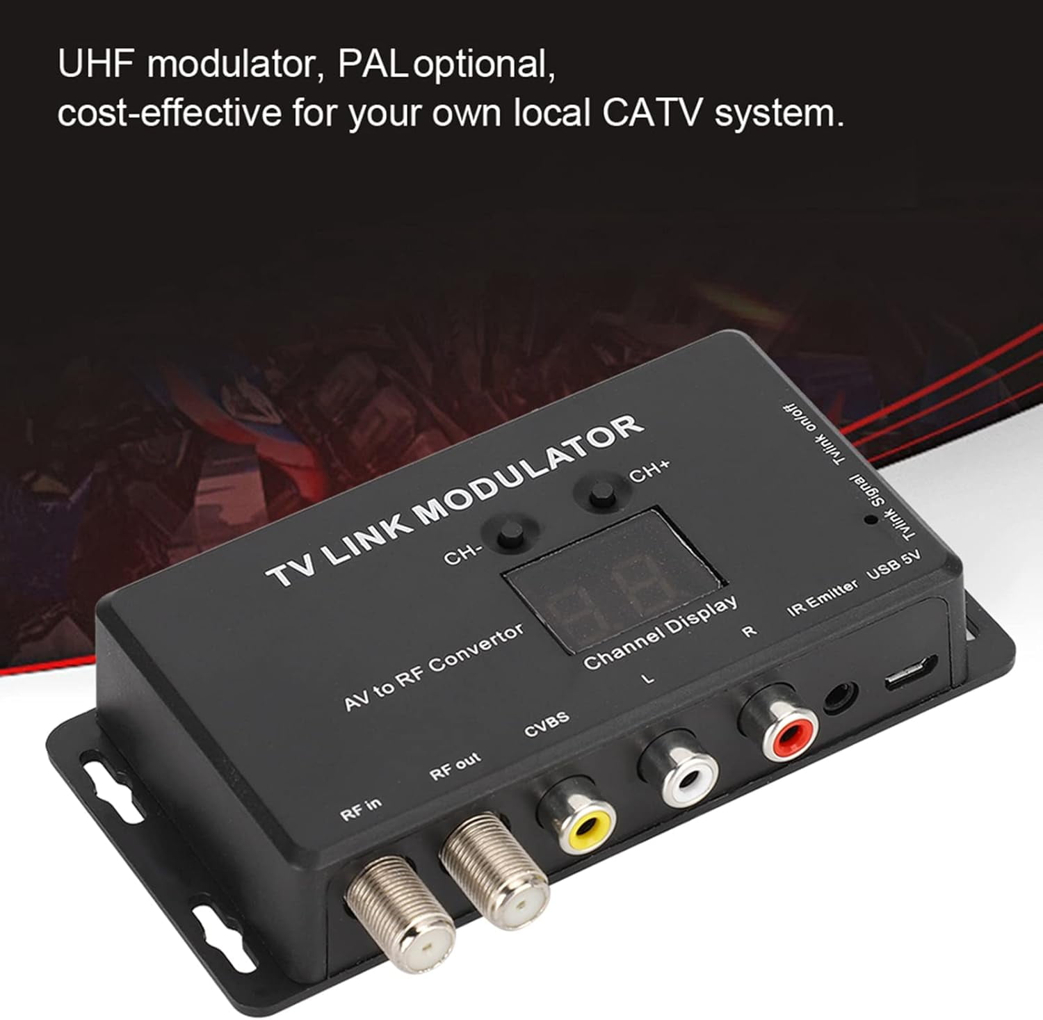 IR Modulator, UHF TV Link Modulator AV to RF Converter IR Extender ...
