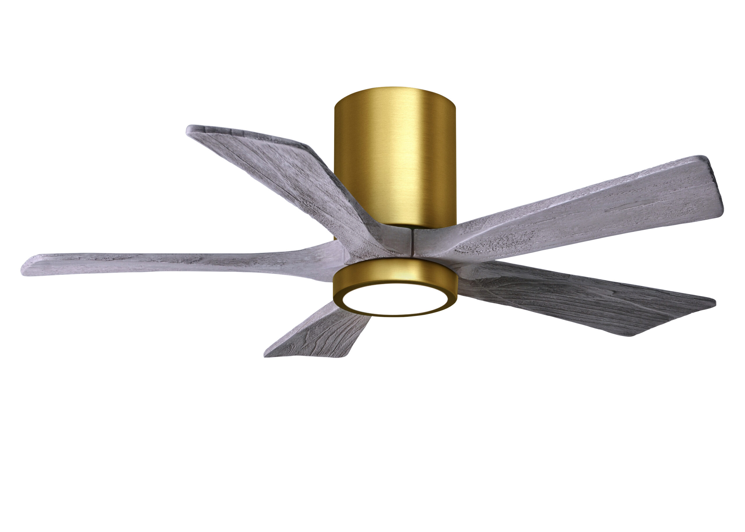 IR5HLK five-blade flush mount paddle fan in Brushed Brass finish with ...