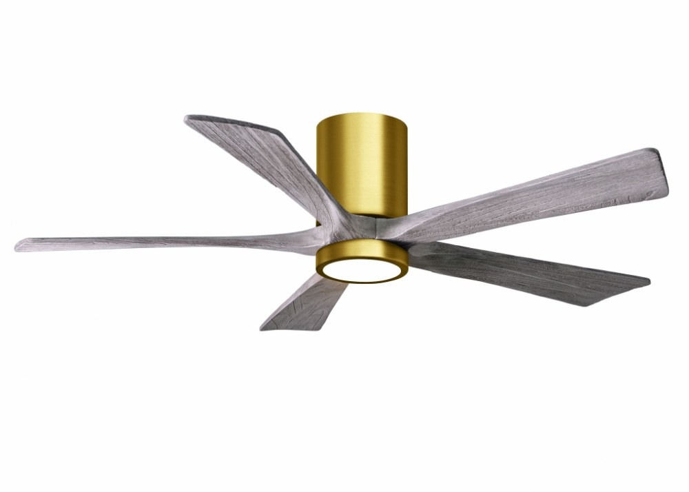 IR5HLK five-blade flush mount paddle fan in Brushed Brass finish with ...