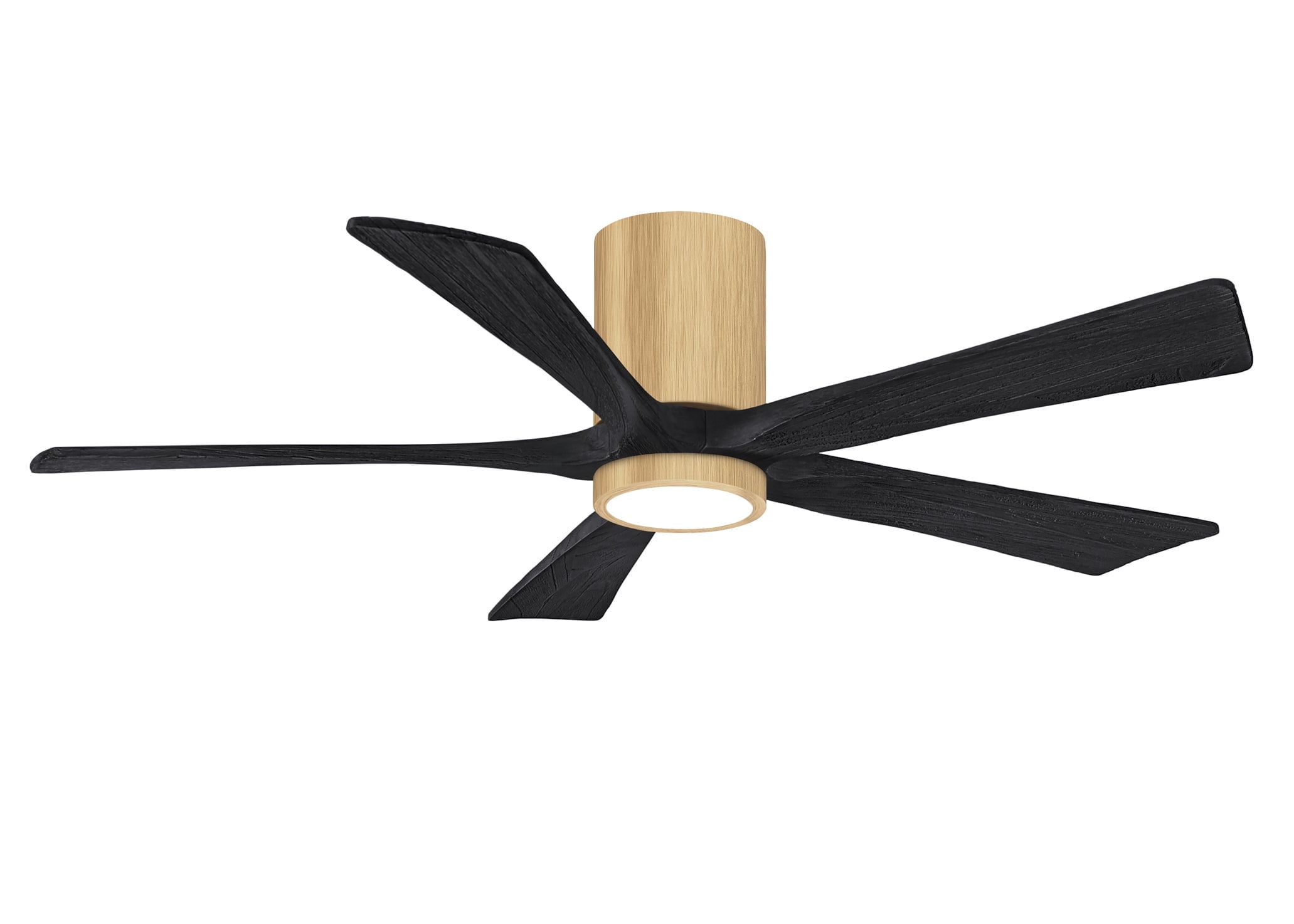 IR5HLK five-blade flush mount paddle fan in Light Maple finish with 52 ...