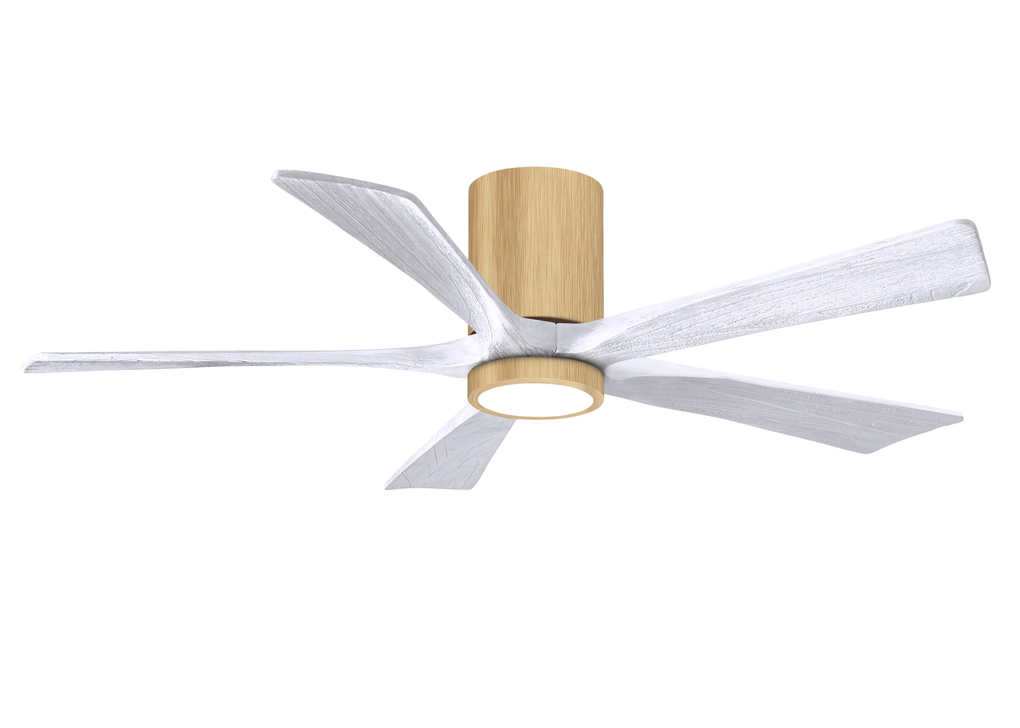 IR5HLK five-blade flush mount paddle fan in Light Maple finish with 52 ...
