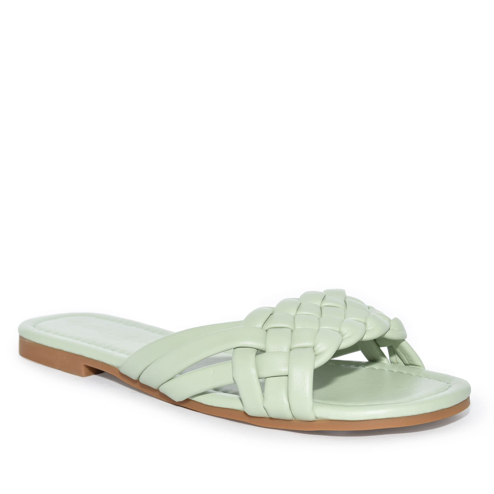 IRA-16 Woven Square Toe Slide Flat Sandals - Walmart.com