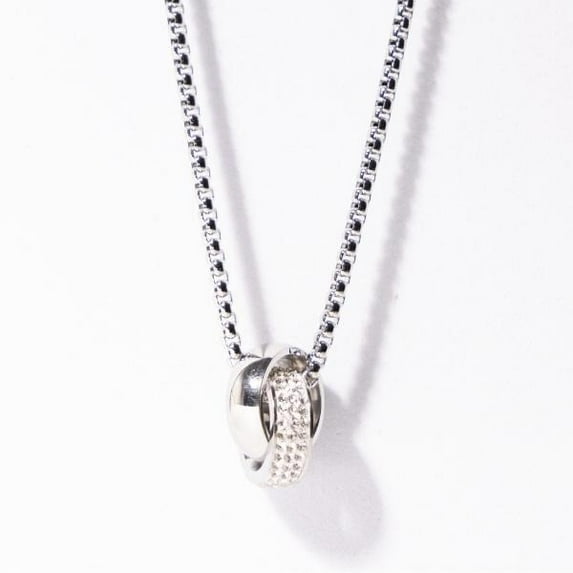 IRAMAT Stainless Steel Interlocking Rings Pendant Necklace, His & Hers ...