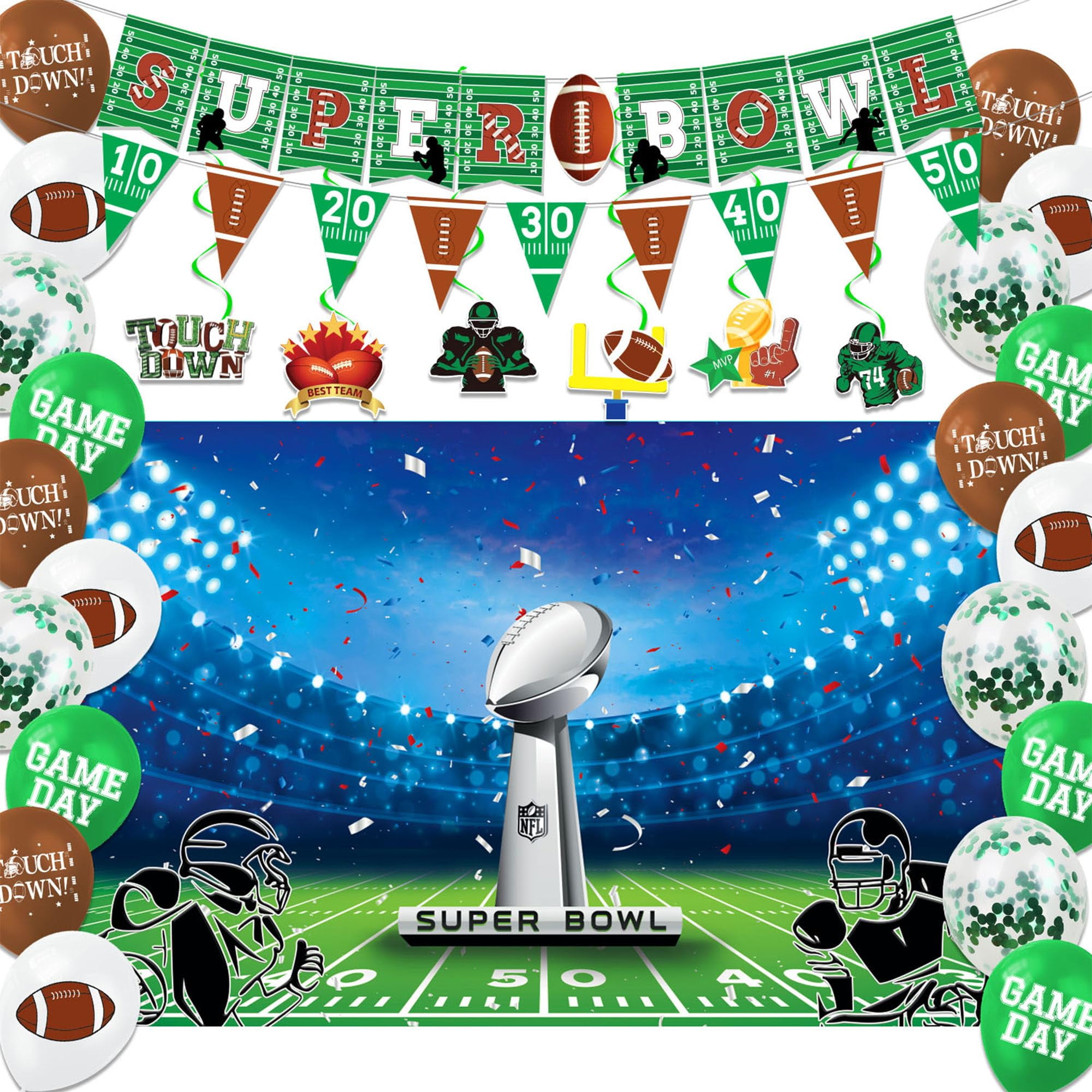 IRCOR Super Bowl Party Decorations Super Bowl Decorations with Banner ...