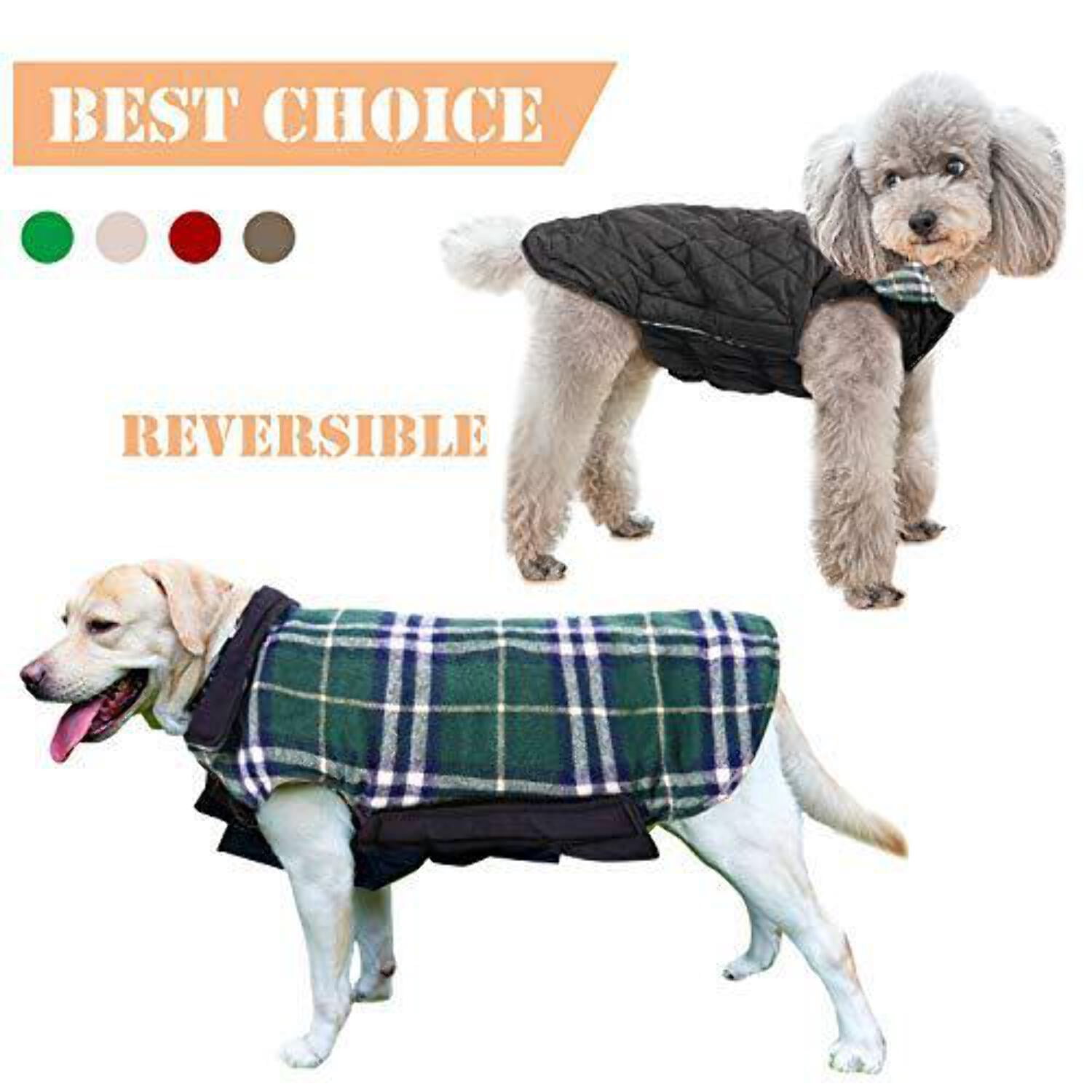 IREENUO Pet Dog Jackets Windproof Warm Coats British Style Plaid ...