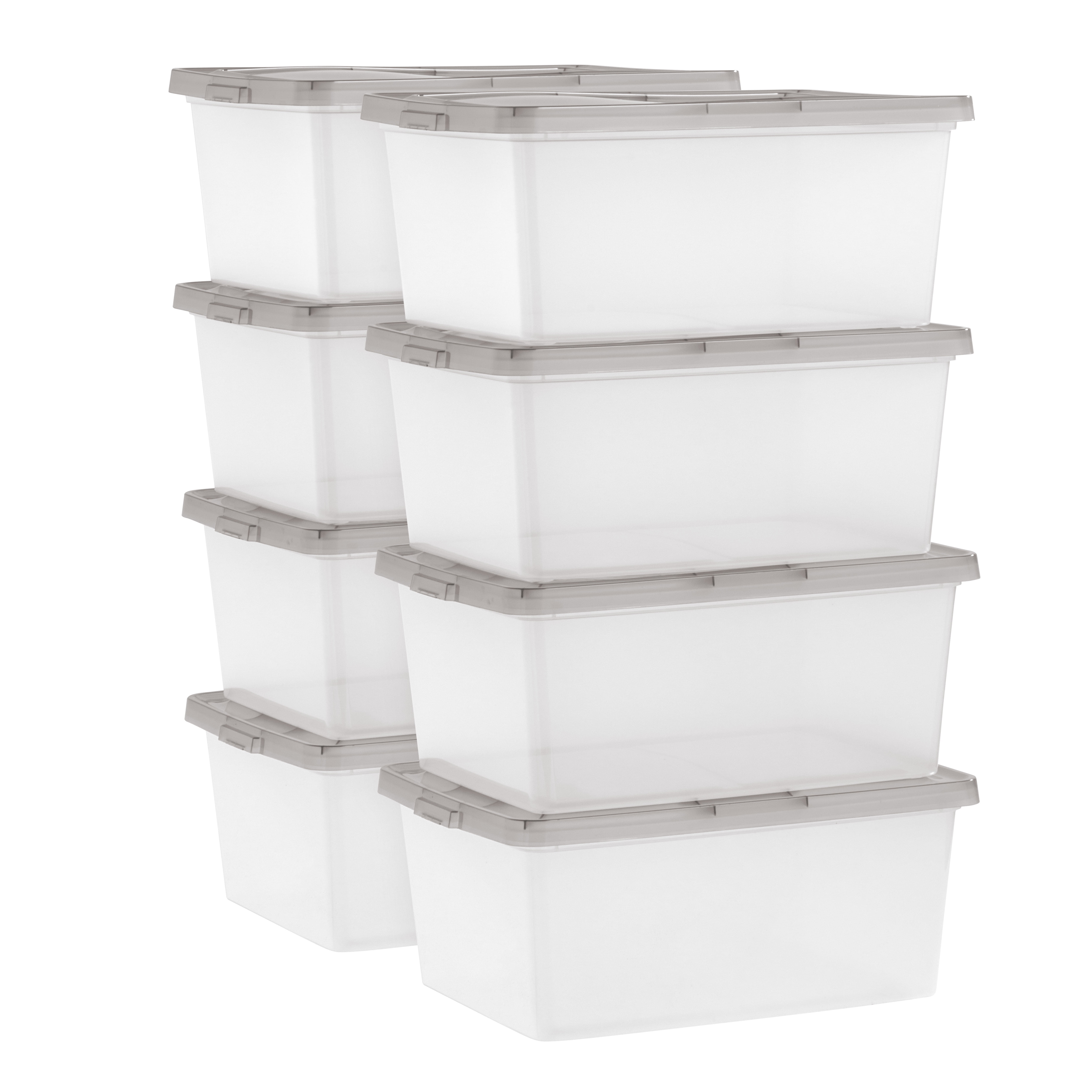 IRIS USA Large 17 Qt. Clear Plastic Storage Bins with Lids, Stackable ...