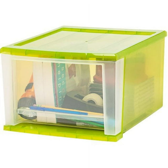 Iris 17 Quart Stacking Drawer 4 Pack In Green
