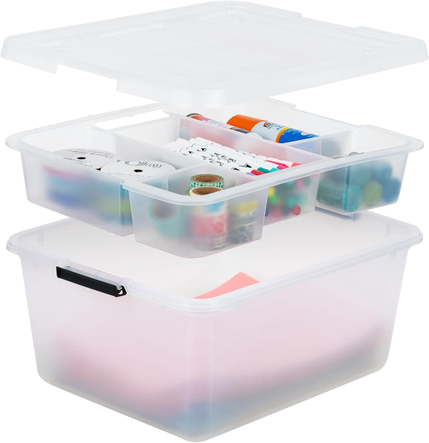 IRIS 18 Qt Clip Box with Latching Lids, Craft Organization, Clear ...