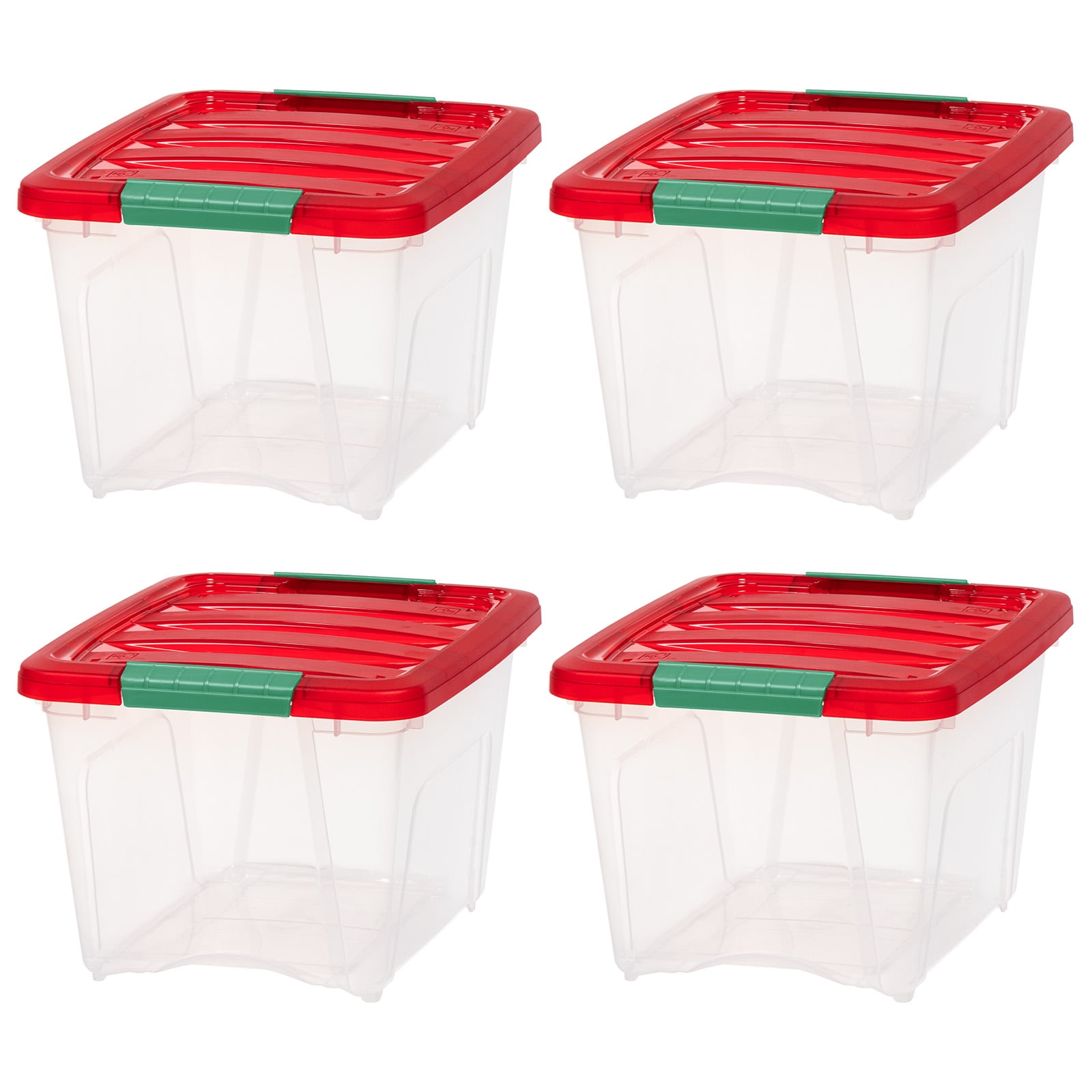 IRIS 19 Qt Stackable Holiday Plastic Storage Bins with Lids and ...