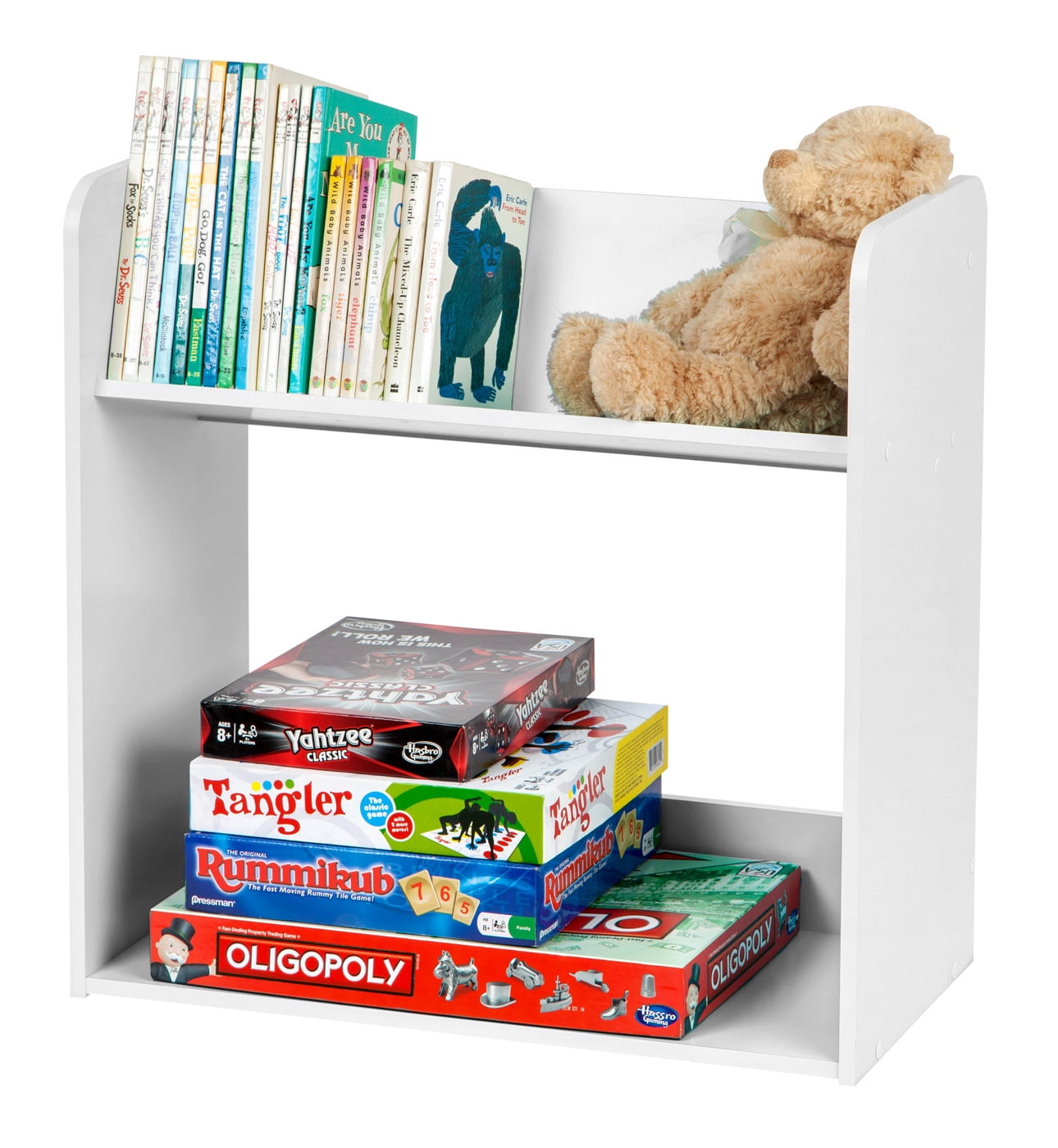 IRIS USA 2-Tier Tilted Shelf Book Rack, White - Walmart.com