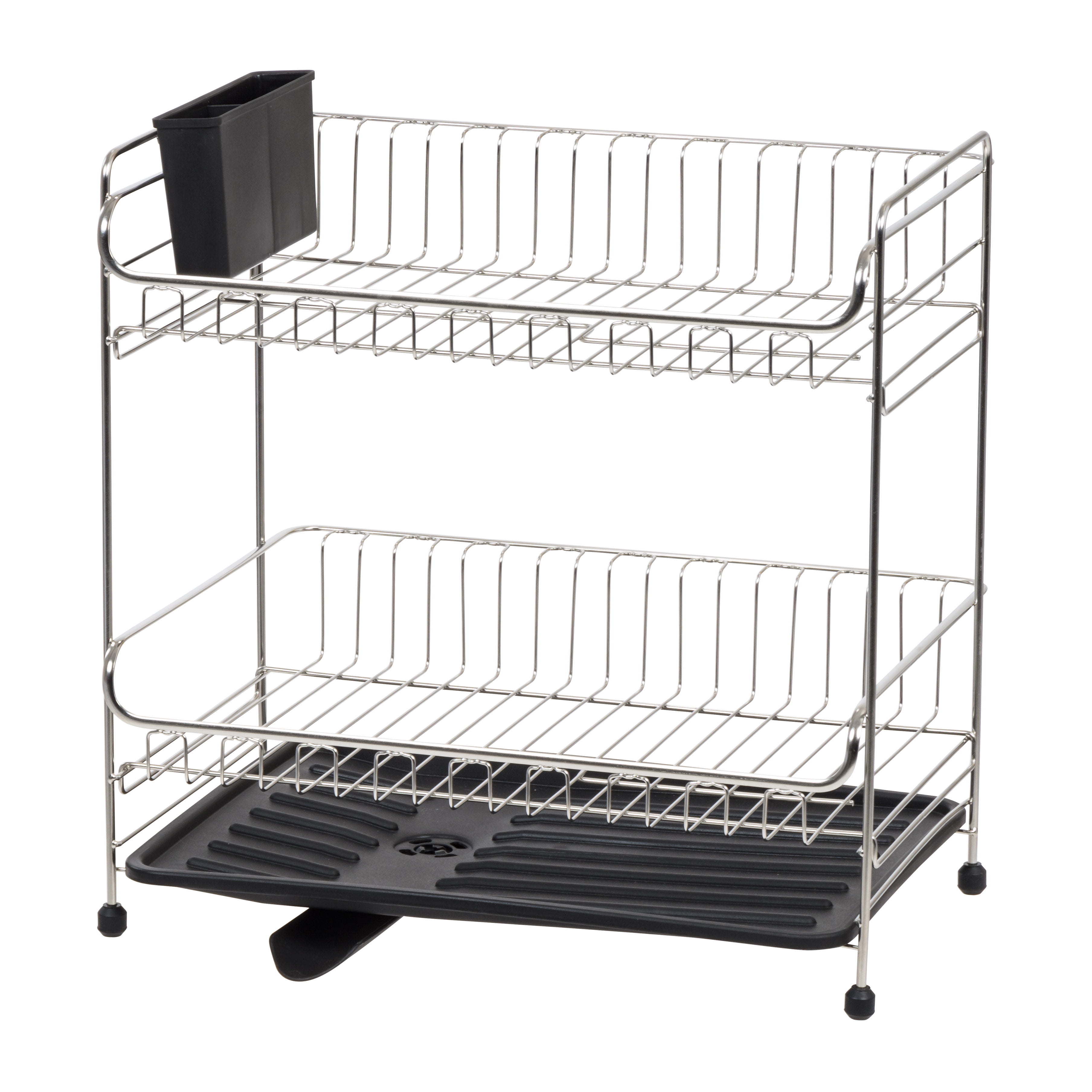IRIS USA 2-tier Medium-sized Dish Rack with Drain Spout, Dish Rack and ...