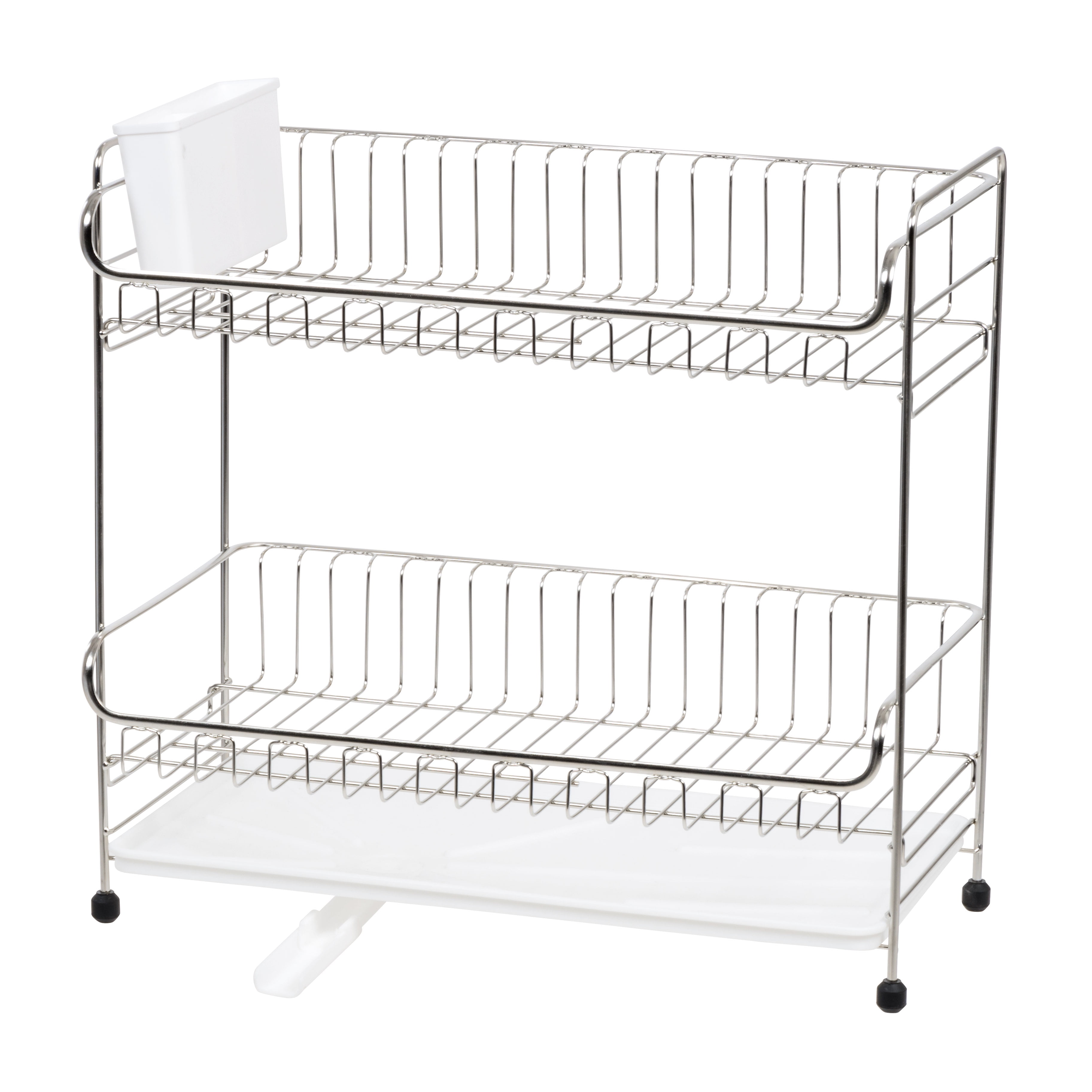 IRIS 2-Tier Slim Dish Rack, Compact Stainless Steel Dish Drainer, White ...