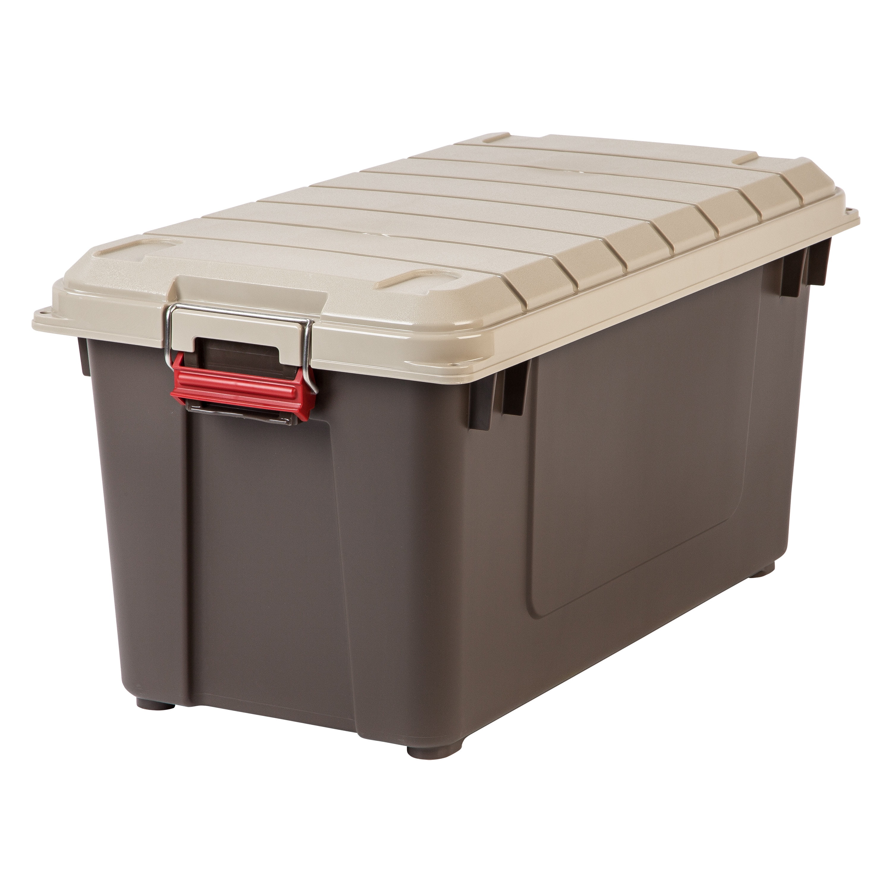 IRIS 22 Gal. Heavy Duty Plastic Storage Bins with Lockable Lids, Brown ...