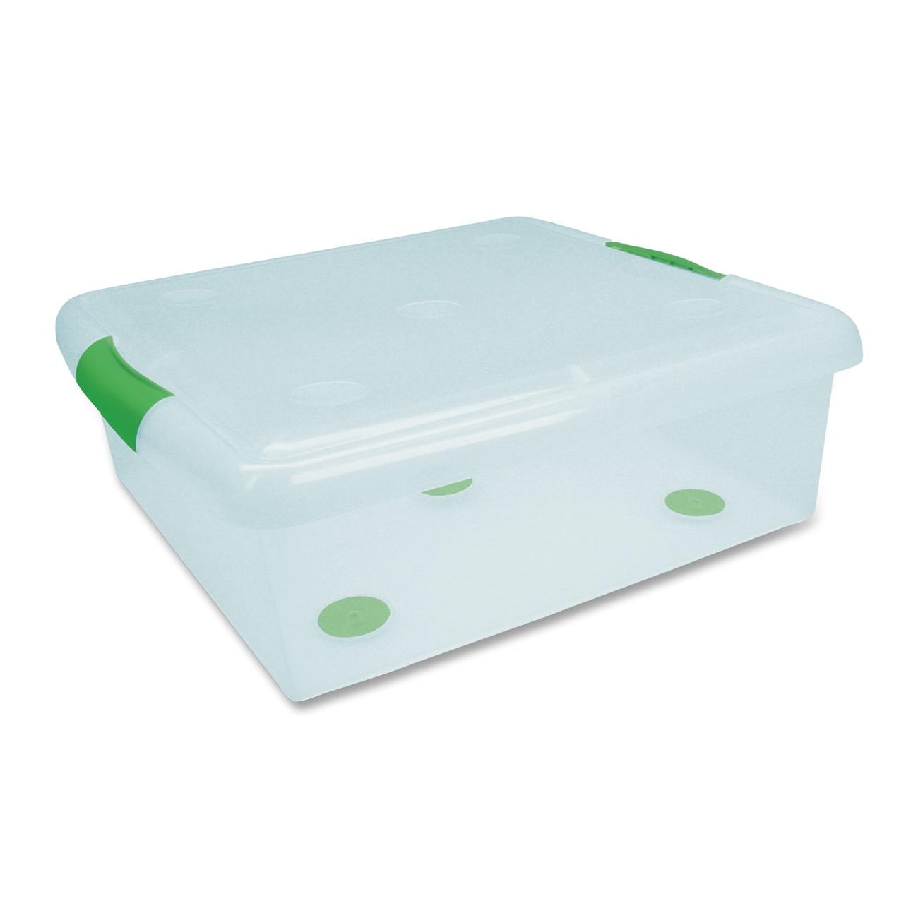 IRIS 25 Quart Store and Slide Storage Box-Green Handle, Clear - Walmart.com