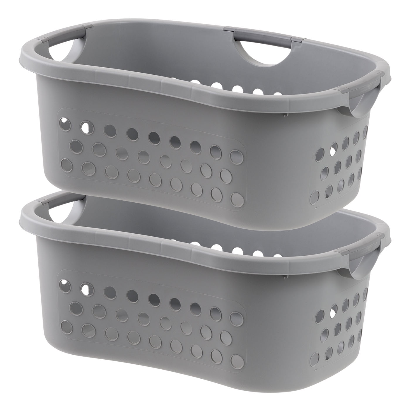 IRIS 2Pack Large Plastic Clothes with Hip Grip Laundry Basket, Gray ...