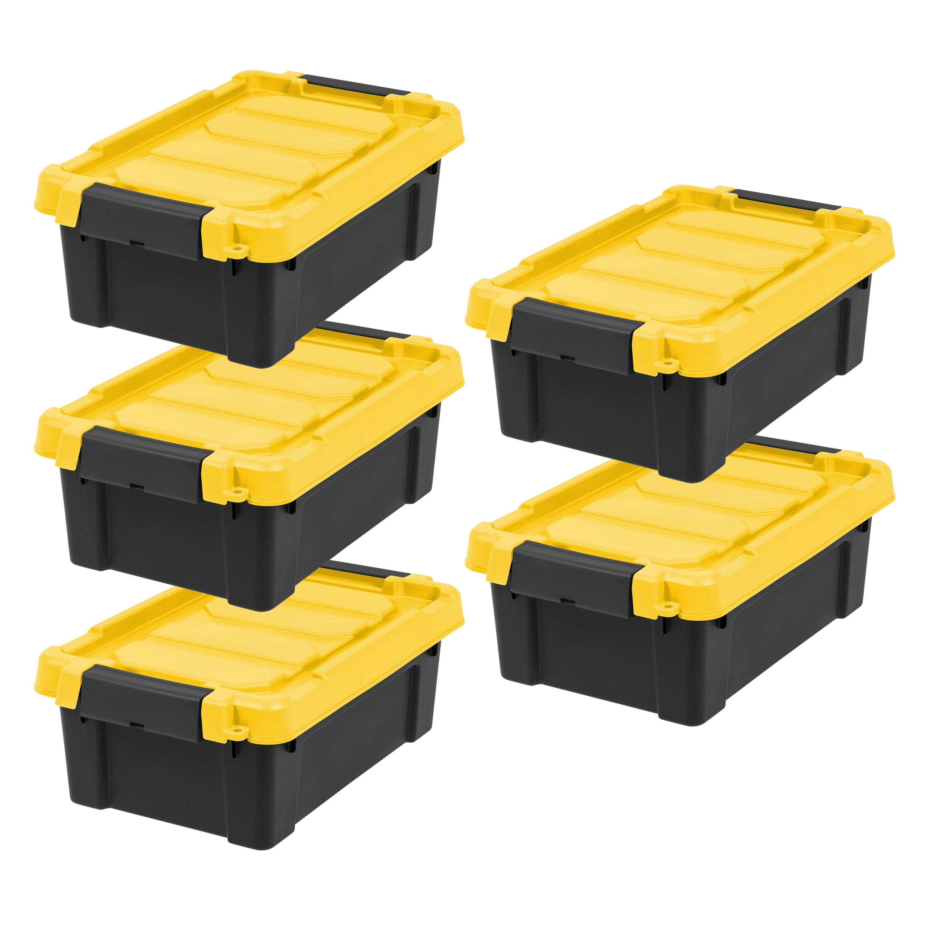 IRIS 3 Gallon Heavy Duty, Latching Plastic Storage Box, Black,Yellow ...