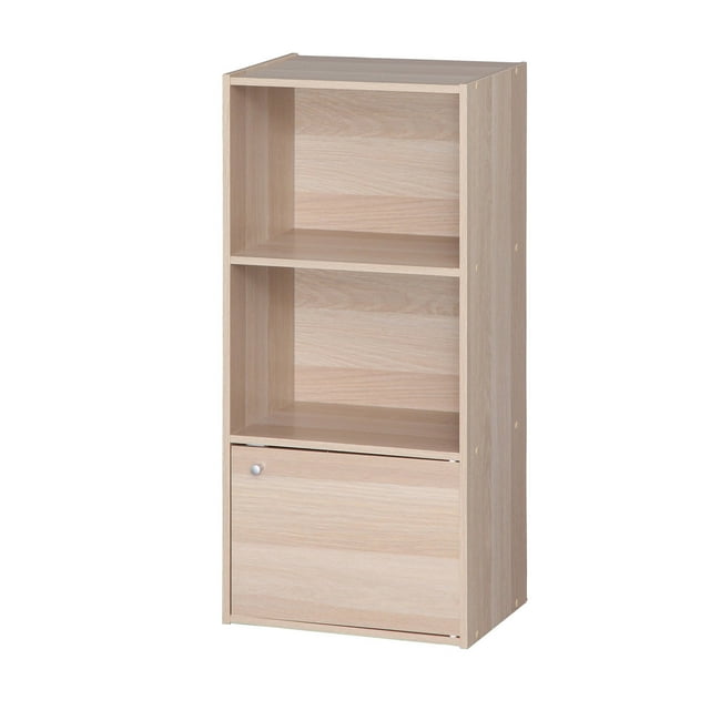 IRIS 3-Tier Wood Storage Shelf with Door, Light Brown - Walmart.com