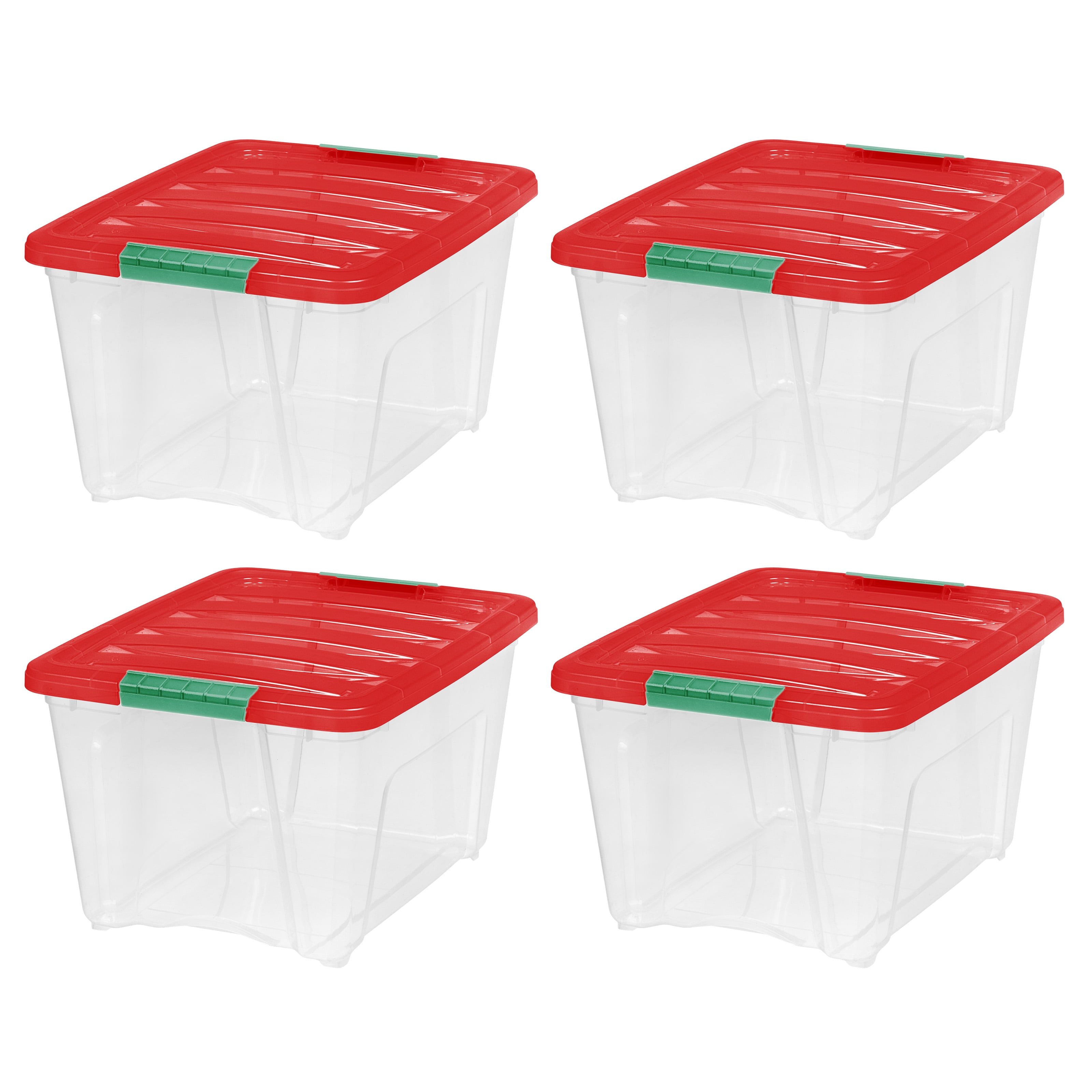 IRIS 32 Qt Stackable Holiday Plastic Storage Bins with Lids and ...