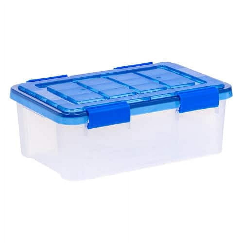 IRIS 44 qt. Clear Plastic Storage Boxes with Lid in Blue - Walmart ...