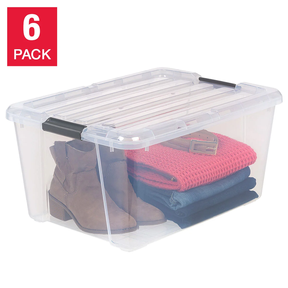IRIS 45QT Clear Storage Bin with Buckles, 6-pack - Walmart.com
