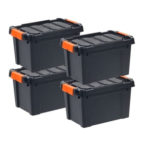 Remington 5 Gallon Loackable Storage Totes with Lids, Green Lid, Heavy ...