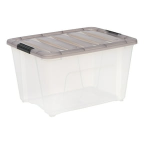 Hyper Tough 27 Gallon Clear Plastic Storage Bin with Red Lid, Stackable ...