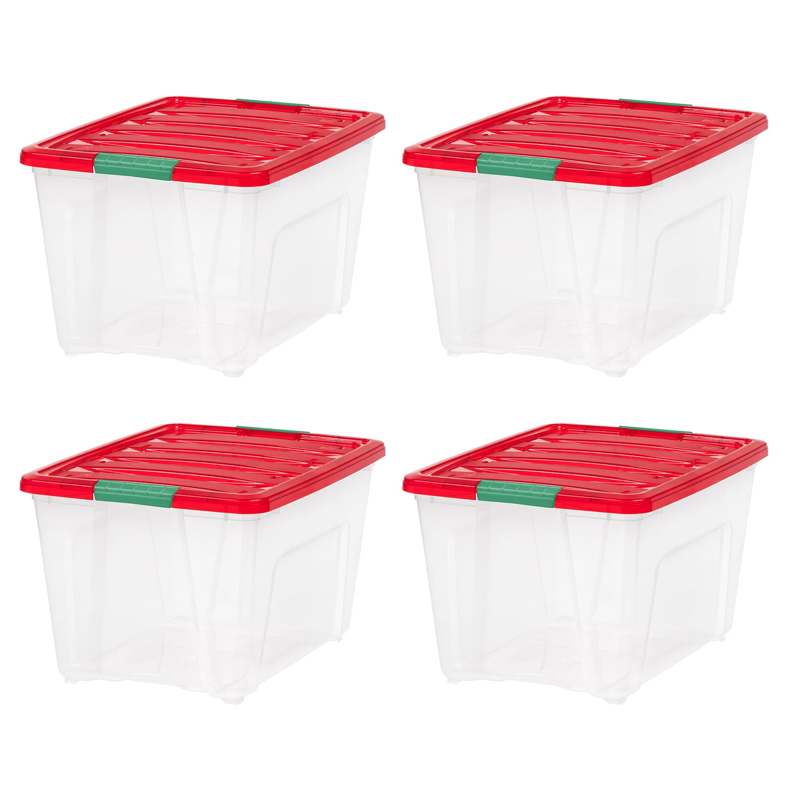 IRIS 54 Qt Stackable Holiday Plastic Storage Bins with Lids and ...