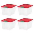 IRIS 54 Qt Stackable Holiday Plastic Storage Bins with Lids and ...