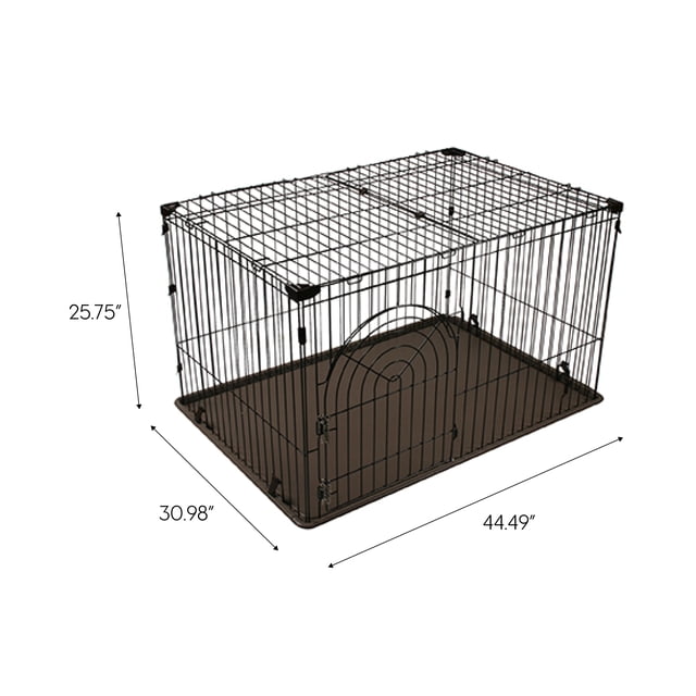IRIS Large Wire Deluxe Dog Crate, Brown - Walmart.com