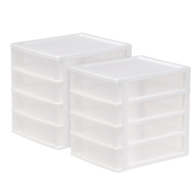 IRIS USA, Medium 4-Drawer Plastic Storage Containers, Compact Desktop ...