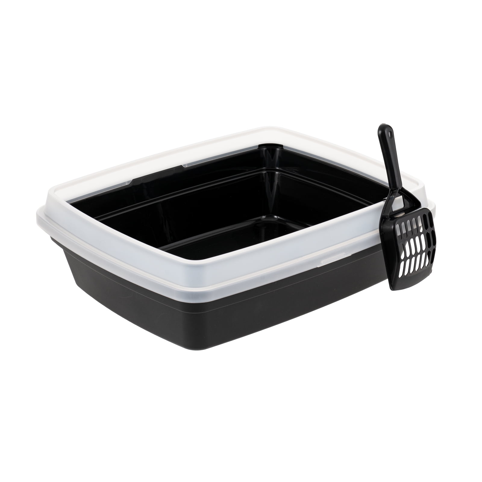 'IRIS Open Top Cat Litter Box with Scoop, Plastic Pan , Black - Walmart.com