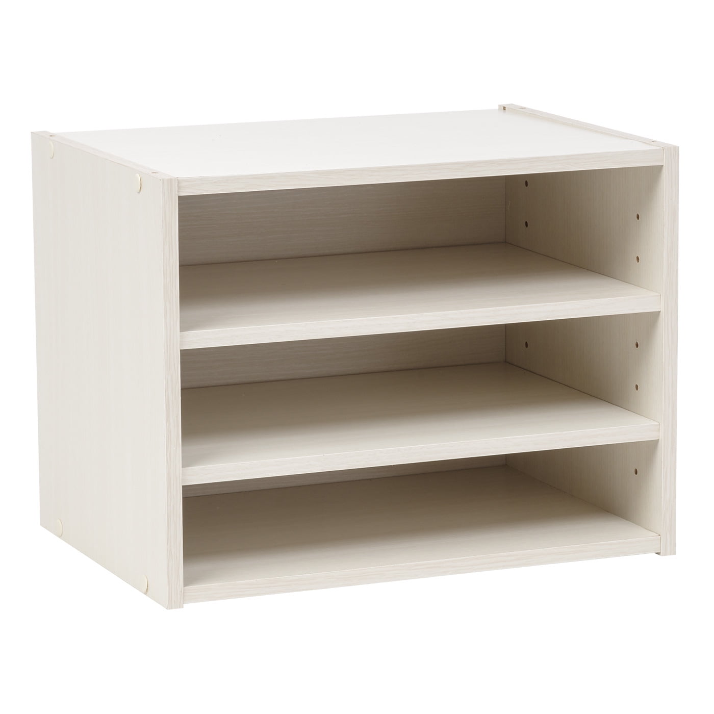 IRIS 3 Shelf Modular Wood Storage Organizer Box with Adjustable Shelves ...