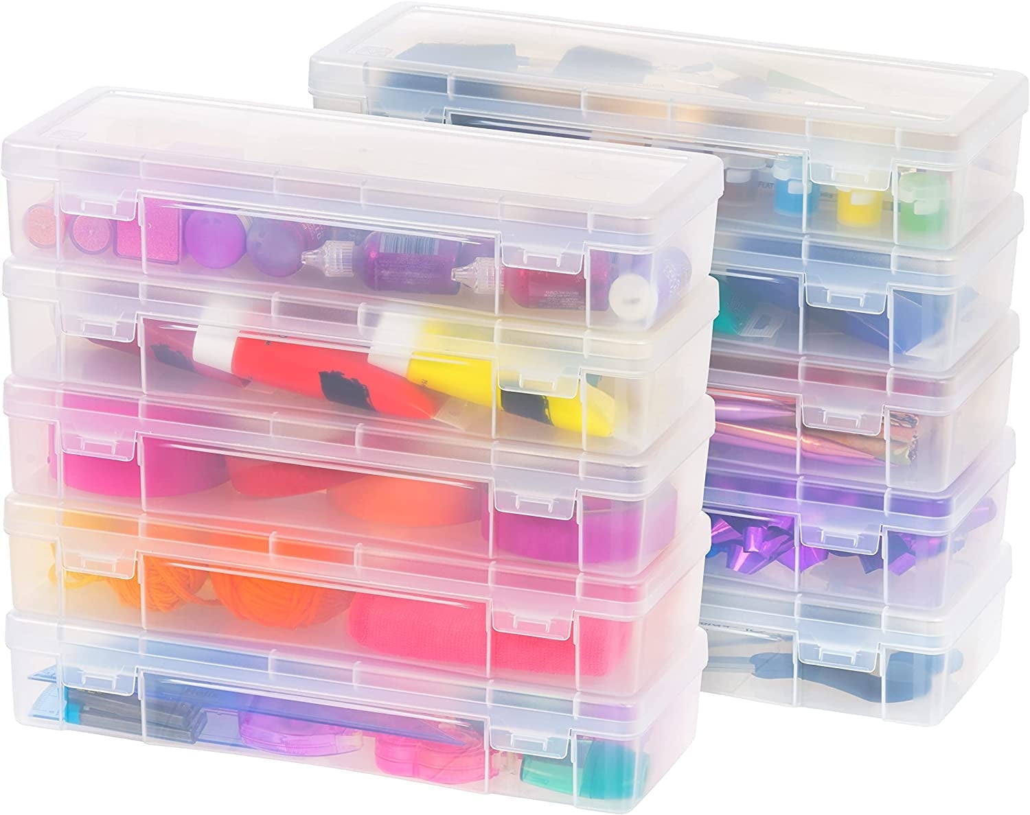 IRIS USA Hobby Storage Boxes, 10 Pack Large Clear Organizer with ...