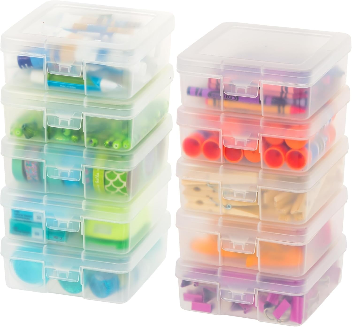IRIS USA 10 Pack Small Plastic Craft Supply Box Case, Stackable with ...